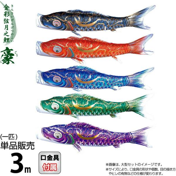 【2026年度新作鯉のぼり】【徳永鯉 単品】 鯉のぼり一匹単位での販売です。セットでの販売ではありませんので、ご注意ください。金彩弦月之鯉「豪」伝統の捺染技法によるぼかし染めを施し、色彩鮮やかに仕上げております。更には、豪華絢爛なアルミ金箔...