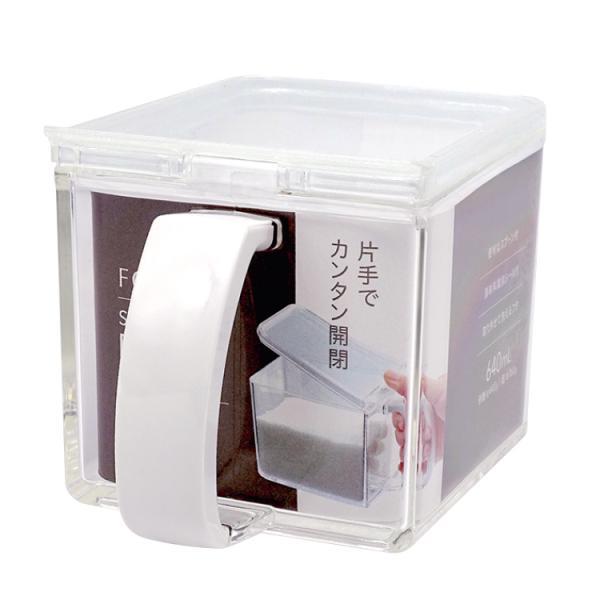 容量 ： 640mlサイズ ： 幅9.3×奥行14.9×高さ9.5cm材質 ： ストッカー・フタ・持ち手=ポリスチレン スプーン=ポリプロピレン