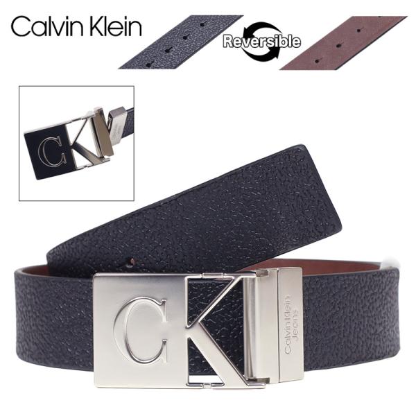 【ブランドロゴが型押しされたバックルが魅力のレザーベルト】  CALVIN KLEIN カルバンクライン から展開する「38MM CK CE CE LOGO CUT OUT PLAQUE REVERSIBE BELT」。ブランドロゴが型押し...