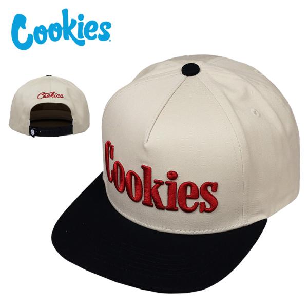 【ブランドロゴの刺繍デザインが映えるスナップバックキャップ】Cookies Clothing クッキーズ クロージング から展開する「MUERTE RODEO 5 PANEL HIGH CROWN SNAPBACK HAT」。ツートンカラー...