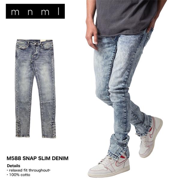 【人気爆発ブランド!ミニマルスキニーフィットデニム】 mnml ミニマル から展開する「M588 SNAP SLIM DENIM VINTAGE BLUE」。人気のmnmlデニムからスキニーフィットパンツが登場!ウォッシュ加工をかけたボディ...