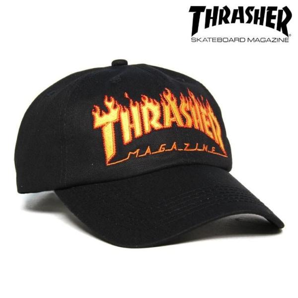THRASHER スラッシャー FLAME OLD TIMER CAP 3131363 メンズ レディース ストリート 秋冬 キャップ 帽子 ブラック  M/L/XLキャップ 帽子 スラッシャー THRASHER