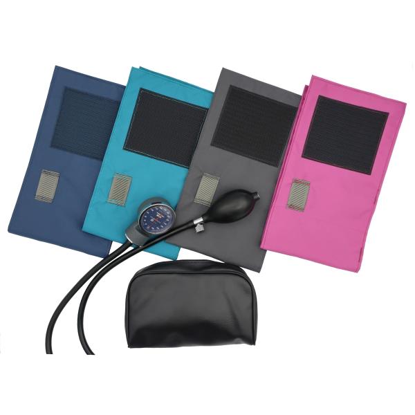 ●アネロイド血圧計　　携帯型●測定範囲　　　　：20〜300mmHg●全重量　　　　　：約450ｇ●腕帯サイズと材質　（各色）：約14×50cm　/　4色（マゼンタ・ネイビー・ティール・グレー）ナイロン　●メーター板色　：　紺●主要部品材料...