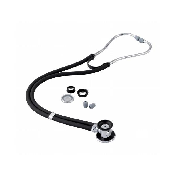 ●全長　：　約64cm●重量　：　約270ｇ●耳管　：　真鍮（外バネ式）●チューブカラー　：　ブラック●イヤーピース　　：　●チェストピース　：　真鍮　　　　　　　　　　　/振動板面（大）φ4.3cm/（小）φ3.0cm●振動板：　軟質塩化...