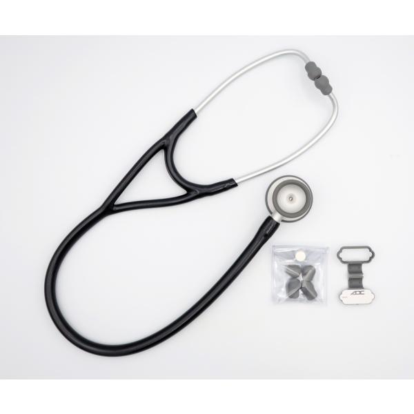 ADスコープカーディオライト　パウダーブラックグレー　（旧モデルにつき在庫限りの特別価格販売です　残り3点）●聴診器（内バネ）●全長　：　全長76cm●重量　：　170ｇ●耳管　：　ステンレス●チューブカラー　：パウダーブラック　（リム＝グ...