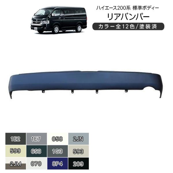 【適合車種】ハイエース/レジアスエース200系 標準用　　　　　　H16〜(1型/2型/3型/4型/5型)　※DX/スーパーGL【商品説明】・ハイエース200系専用塗装済みリアバンパースポイラーです。【トヨタ純正カラー/全12色】・ダークグ...