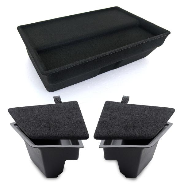 【対応車種】TESLA Model Y テスラ モデルY  (R2/03〜)【商品説明】・テスラ モデルY用 蓋付きシート下収納ボックス&amp;リアトランク収納トレイ。・フロントシート下に設置することでデッドスペースを有効活用。・純正と同...