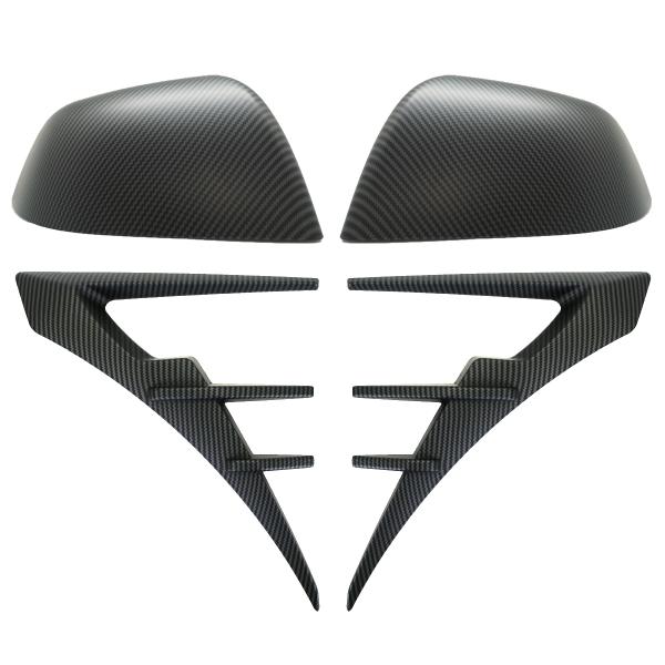 【対応車種】TESLA Model Y テスラ モデルY  (R2/03〜)【商品説明】・テスラ モデルY用 カーボン調ドアミラーカバー&amp;サイドカメラカバー。・純正ドアミラーの上から取り付けします。・耐久性に優れたABS素材に特殊技...