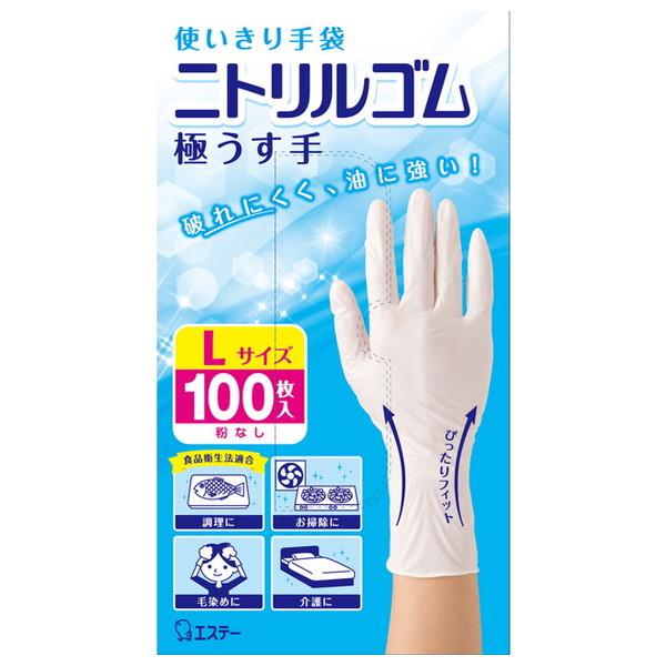 商品名：使いきり手袋 ニトリルゴム 極うす手 ホワイト 粉なし Lサイズ 100枚入JANコード：4901070760442発売元、製造元、輸入元又は販売元：エステー商品番号：101-51934広告文責：アットツリー合同会社TEL 050-...