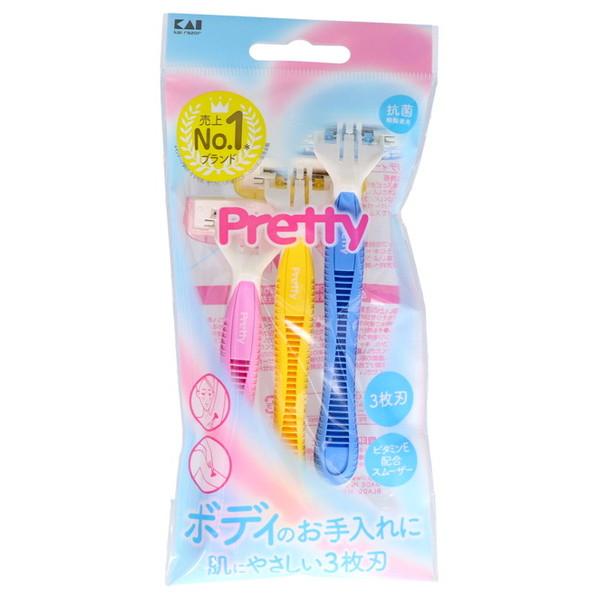 商品名：女性用カミソリ プリティー ボディT 3枚刃 3本入JANコード：4901331000195発売元、製造元、輸入元又は販売元：貝印原産国：中国(刃：日本)区分：化粧品商品番号：101-62092広告文責：アットツリー合同会社TEL ...