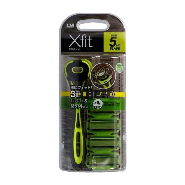 商品名：貝印 Xfit クロスフィット 敏感肌用 ホルダー1本+替刃4コ入内容量：1個ブランド：Xfitさらに進化したハイブリッドカミソリホルダー１本と替刃４個がついたハイブリット型カミソリ。JANコード:4901331001307広告文責...
