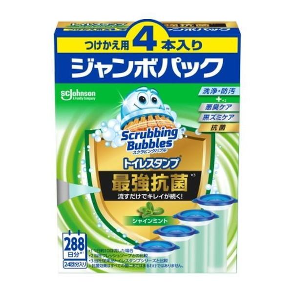 ジョンソン スクラビングバブル トイレスタンプ 最強抗菌 シャインミント つけかえ用 4本入 ジャンボパック トイレ洗浄防汚抗菌効果が続いて黒ズミの発生も防ぐ! トイレ用洗剤 付替え 4901609016163 キッチン・お掃除用品:住居用...