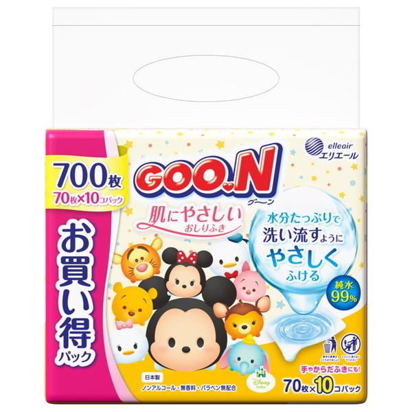 グ〜ン 肌にやさしいおしりふき つめかえ用 70枚×10個パック水分たっぷりで洗い流すようにやさしくふける4902011831924広告文責：アットツリー合同会社TEL 050-3184-1221※商品パッケージは変更の場合あり。メーカー欠...