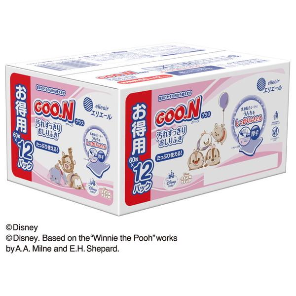 大王製紙 エリエール グーン プラス 汚れすっきり おしりふき 60枚×12コパック4902011833805おしりふき 厚手 乳液配合シートでうんち汚れをしっかり拭き取ります ウェットシート■ベビー・キッズ用品:おしりふき・おくちふき・清...