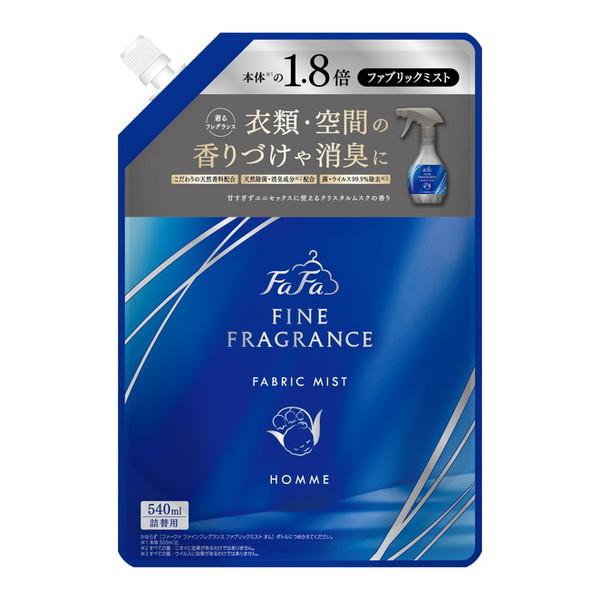 NSファーファ ファインフレグランス ファブリックミスト オム 詰替用 540nL 消臭芳香剤4902135412061素材選定・製造方法からこだわったファブリックミスト。清潔感あるクリスタルムスクの香り。大容量サイズ。芳香剤・消臭剤:布用...