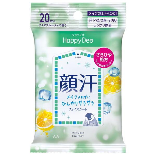 マンダム ハッピーデオ 顔汗 フェイスシート クリアフルーティの香り 20枚入顔汗ひんやりシート クリアフルーティの香り サラサラ 皮脂 汗やベタつき・テカリしっかり除去 メイク直し前 4902806118209 化粧品・化粧小物:ボディケ...