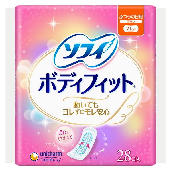 ユニ・チャーム ソフィ ボディフィット 羽なし 28コ入 ふつうの日用 生理用ナプキン肌にやさしく、真ん中フィットでモレ安心！ 生理用品 ナプキン 4903111346202 フェミニンケア:ナプキン:昼用広告文責：アットツリー合同会社TE...