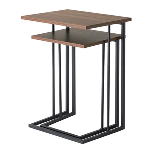 桜屋工業 CHERRY HOMEDAYサイドテーブル セット 完成品 LT-47スチールフレーム：チヂミブラック天板：ウォールナットC（メラミン）（L）：W450×D350×H600mm（S）：W360×D330×H500mm脚部：スチール...