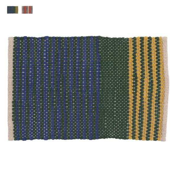 肌触りが良いアクセントカラーの手織りラグマットCOTTON CHINDI HALF RUG GREEN/BLUE 900×1300コットン チンディ ハーフ ラグサイズ：900×1300mm材質：コットン65%、ポリエステル35%原産国：イ...