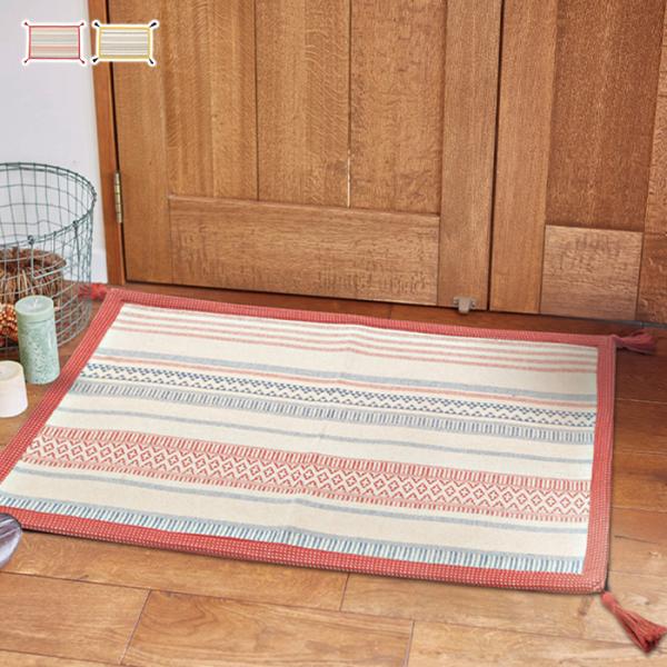 萩原 HAGiHARAインド綿 マット テラインド綿100％の洗えるマットざっくり感のあるコットンの心地よい手触りとやわらかな風合いが魅力のインド綿100％マット。インテリアに合わせやすい、シンプルでナチュラルなデザインで、四隅に付いたタッ...