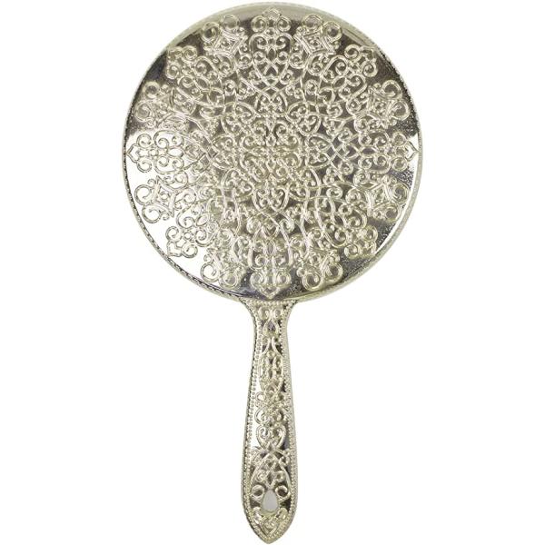 【メッキハンドミラー】 お姫様系♪クラシックな雰囲気のハンドミラーサイズ： 285×155×11mm　ミラーサイズ:Φ146mm重量：179g【ヤマムラ ミラー】（爆買）