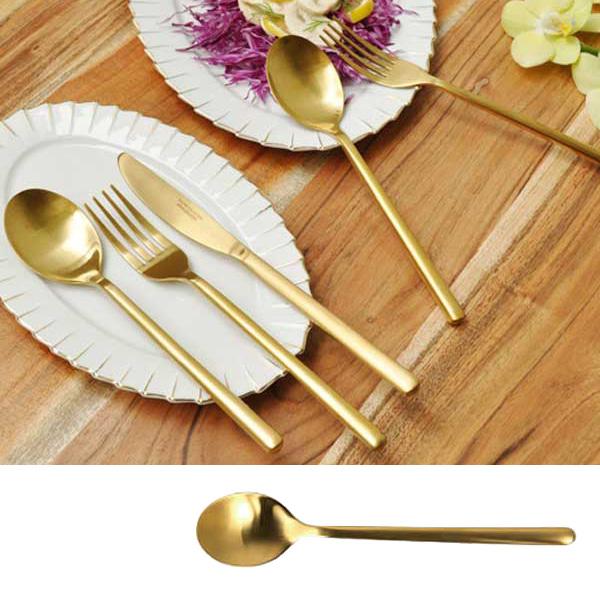 【DULTON SVELTE CUTLERY M.GLD DST.SPOON】●サイズ：L.148mm●素材：18-8ステンレス●食洗機使用不可●北海道、沖縄、離島への配送は荷物中継料が別途かかります。シンプルで無駄な装飾のないデザイン、素...