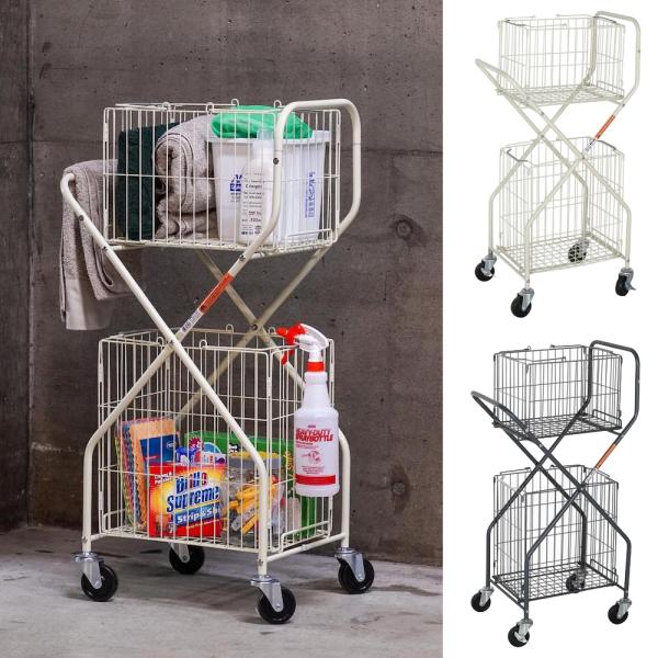 【DULTON LAUNDRY TROLLEY】●サイズ：幅470×奥行315×高さ930mm　バスケット上/幅390×奥行260×高さ270mm　バスケット下/幅390×奥行260×高さ400mm●素材：スチール（粉体塗装）●耐荷重：20...