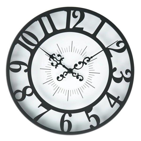 【インターフォルム Gisel ウォールクロック】●サイズ：φ300xD45mm●素材：スチール・ガラス●ステップムーブメント●重量：0.9kg●電池付●北海道、沖縄、離島への配送は荷物中継料が別途かかります。白黒のモノトーン、ガラスとスチ...