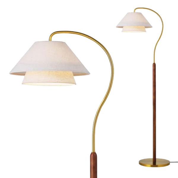 【インターフォルム ネルケ フロアライト】●サイズ：幅480×高さ1540mm　ベース：直径280mm　コード長：210cm●素材：布、スチール、木●電球は付属しません●重量：5.1kg●フットスイッチタイプ　点灯→消灯●北海道、沖縄、離島...