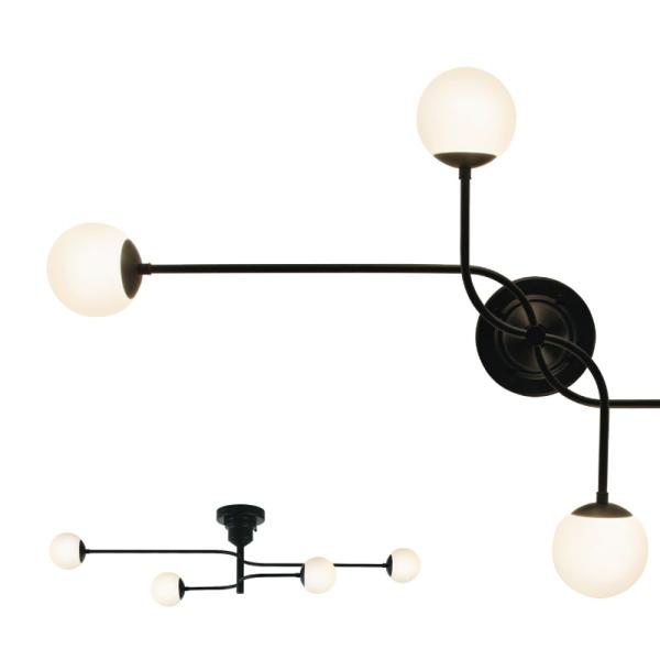 ※このページの商品は【LED電球付タイプ】です。【インターフォルム シュマン シーリングライト】●サイズ：幅1250×奥行280〜640×高さ300mm●素材：スチール、ガラス、アルミ●重量：3.1kg●壁スイッチ（点灯→消灯）●E17/4...