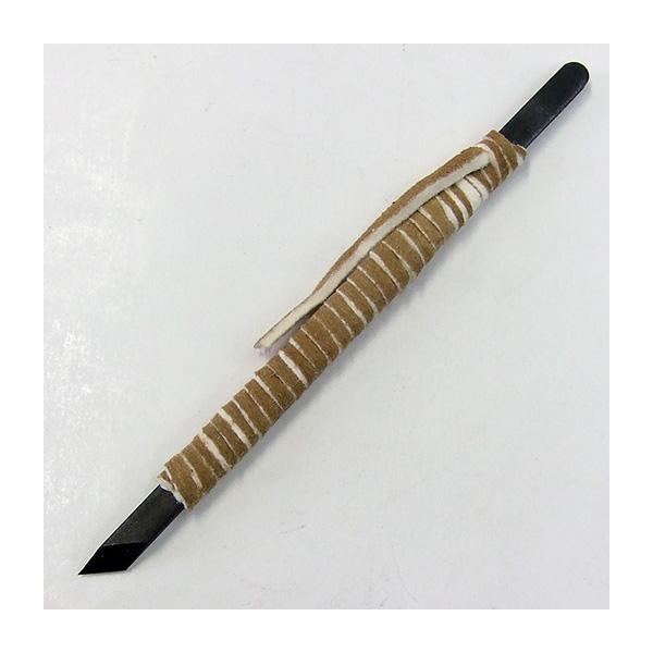 【 サイズ 】150 × 6 × 3mm※革巻きに使用している天然の鹿革は厚さにばらつきがあります。好みに合わせて巻きなおしてお使いください。