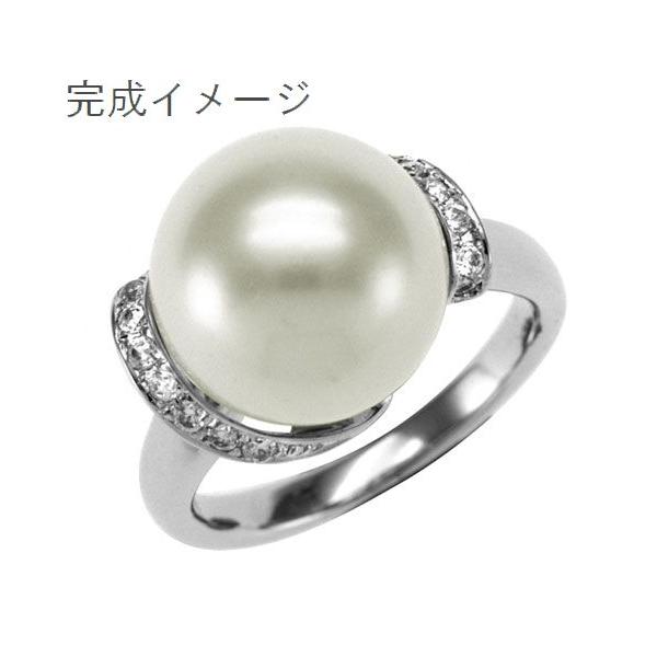 ＊パールや丸玉ビーズ用リング枠です。＊写真は完成制作例です。メインのパール・丸玉ビーズはお客様お手持ちのものを使用します。 ＊価格はプラチナ９００リング枠とメレダイヤ石留め加工、リングサイズ合わせを含んだ完成金額です。アシンメトリーなメレダ...