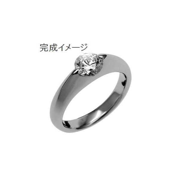 究極のシンプルデザイン２点留めサイドからは宝石のきれいなプロポーションが見えます。＊写真は完成制作例です。中央の宝石はお客様お手持ちのものを使用します。＊ラウンドカット宝石用リング枠です。＊価格はプラチナ９００リング枠と中石留め加工込みの完...