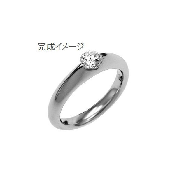 究極のシンプルデザイン２点留めサイドからは宝石のきれいなプロポーションが見えます。＊写真は完成制作例です。中央の宝石はお客様お手持ちのものを使用します。＊ラウンドカット宝石用リング枠です。（ダイヤモンドだけでなく色石もＯＫ）＊価格はプラチナ...