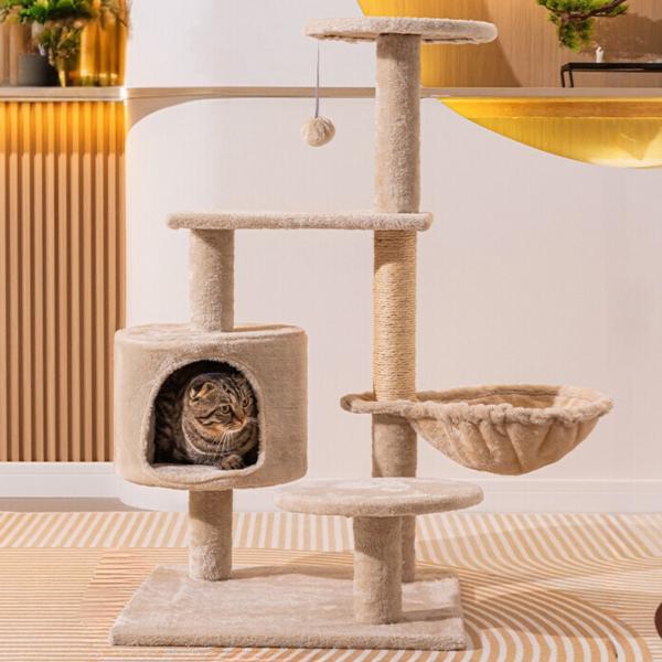モフモフ素材で作られたキャットタワー、キャットタワースタジアムが登場しました！大型猫にもしっかりとした安定性を提供し、スリムで場所を取らないデザインが人気の秘密です。柔らかいクリアベッド付きで、おしゃれなお部屋にも馴染みますね。※室内専用、...