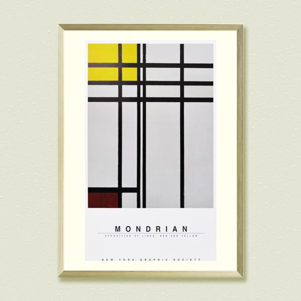 ピート・モンドリアンのアートポスターです。【 Opposition of Lines： Red and Yellow】◆ピート・モンドリアンカンディンスキーと並んで、本格的な抽象絵画を描いた最初期のオランダ人画家。「新造形主義」と呼ばれる画...
