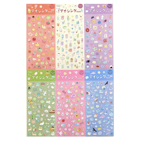 BGM シートシール アイシングシール　全6種です。マットxざらり?指先で感じる新感覚シール！立体感のあるエンボス加工で、凹凸のある手触りが特徴的。ポップで可愛いデザインが、手帳カバーやお手紙を彩ります。“アイシング”の名の通り、まるでお菓...