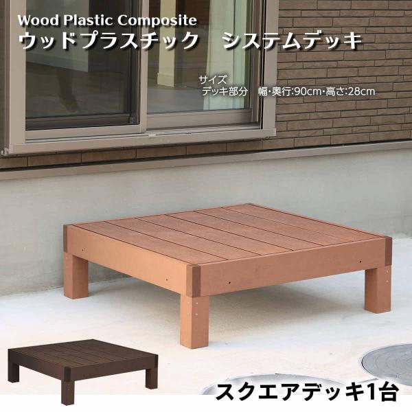 ウッドプラスチック システムデッキ●各パーツサイズ・スクエアデッキ　幅90×奥行90×高さ28cm　重量：約21.2kg　組み立て式　※セットにはスクエアデッキが1台含まれます。●材質　WPC（木粉とプラスチックの人工木材）●生産国　中国端...