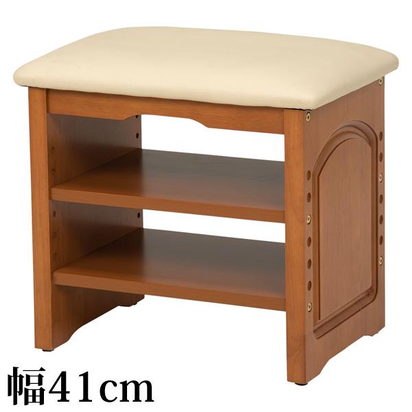 ■商品名　玄関ベンチ VH-7100LBR■サイズ(約)　幅41×奥行31×高さ43×座面高43cm■材質フレーム：天然木(ラバーウッド)棚：プリント化粧繊維板張地：合成皮革■備考　組立式■区分　家具■JAN　4934257276443広告...