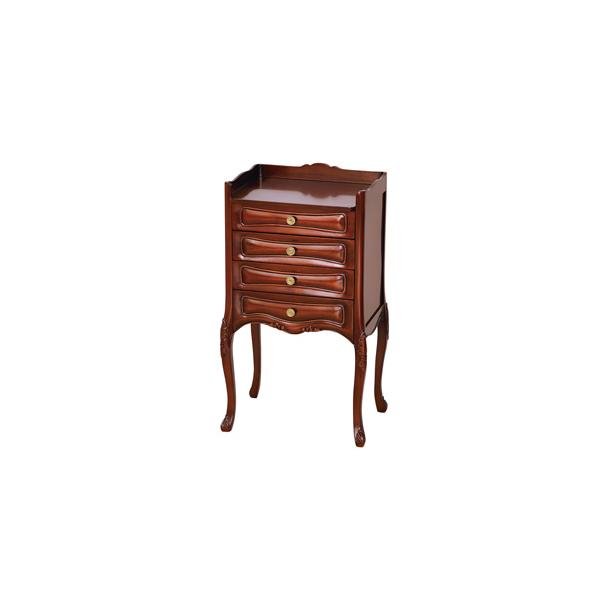 高級木材マホガニーを使用した贅沢な逸品。ヨーロピアンテイストが優雅に空間を彩ります。アンティーク調の取っ手、滑らかな曲線が優雅な猫脚など、細部にまでこだわったデザイン。職人が一つ一つ手作業で丁寧に仕上げた手彫り仕上げ。引き出し内部はフェルト...