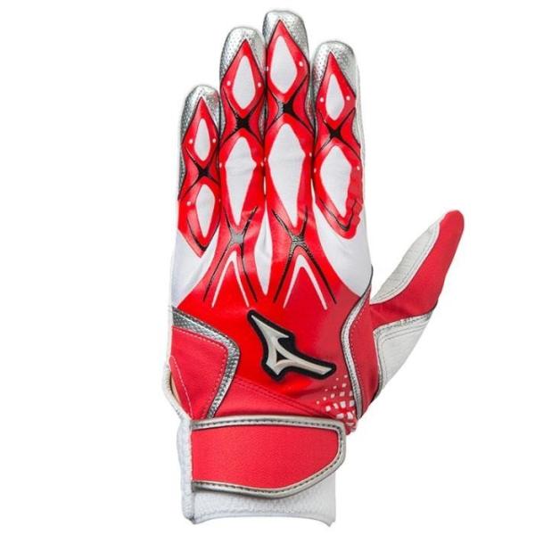 Jrバッティング手袋 現品限り特価品です。●品番：1EJEY14062●カラー：レッド×ホワイト×シルバー　●サイズ：JS(16〜17cm）　JM(18〜19cm)　 JL(20〜21cm)●両手用●素材：（掌部）合成皮革　(甲部）ポリエス...