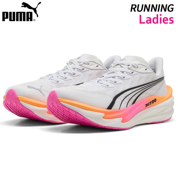 【商品仕様】●商品名：プーマ ディヴィエイト ニトロ 4 ウィメンズ / PUMA DEVIATE NITRO 4 WNS●品番：312124_10●カラー：PUMA White-Poison Pink-Glowing Red●アッパー：合...