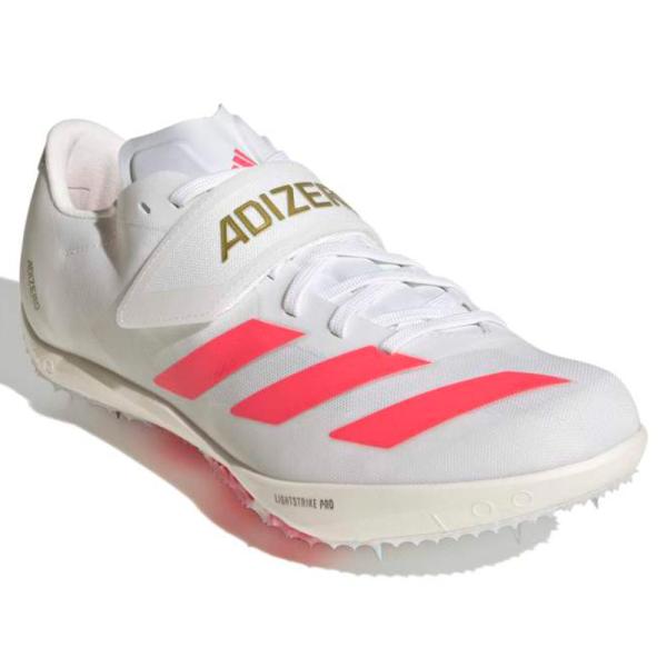 【商品仕様】●商品名：アディダス アディゼロ ハイジャンプ WC / adidas ADIZERO HJ WC●品番：KJ9544●カラー：フットウェアホワイト/コアブラック/ゴールドメタリック●アッパー：合成繊維●アウターソール：合成底●...