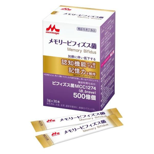ビフィズス菌MCC1274（B. breve）は、腸に働きかけ、認知機能の一部である記憶力を維持する働きが報告されています。１日１本を目安にお召し上がりください。ビフィズス菌MCC1274（B. breve）を、スティック1本3g当たり50...