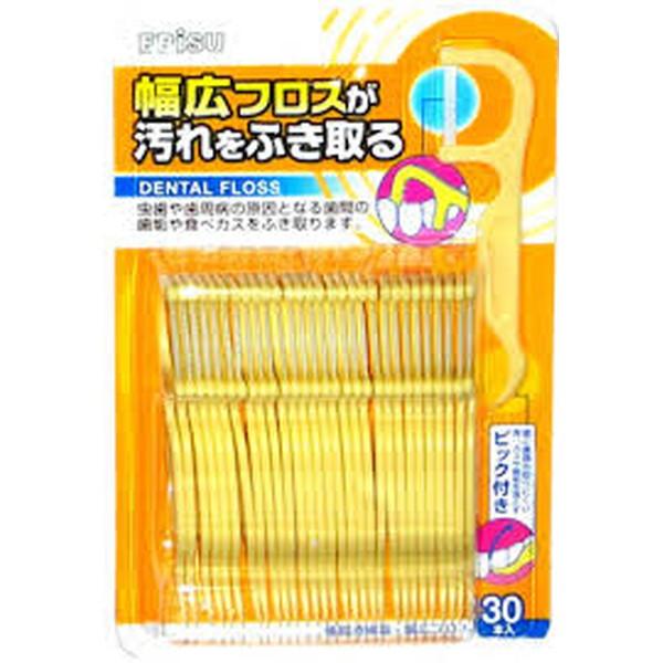 【商品説明】歯間部の歯垢や食べカスを効果的に取り除くデンタルフロスのシリーズです。汚れを拭き取る幅広タイプ。商品サイズ：100×150×24香り：なし原産国：日本問い合わせ先：エビス株式会社 〒639-1191 奈良県大和郡山市西町321　...
