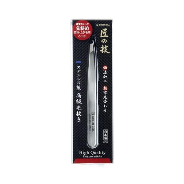 商品名：ステンレス製高級毛抜き 先斜め 内容量：11gブランド：グリーンベル原産国：日本確実キャッチ先斜め鍛造加工。精密先合わせ。先斜めで確実キャッチJANコード：4972525533157商品番号：101-23591広告文責：アットライフ...