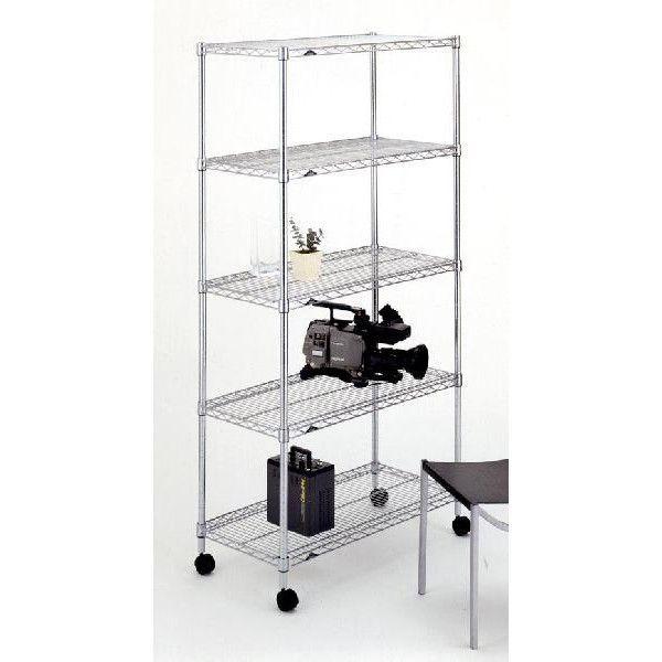 業務用として信頼の厚いスチールラック5段90W奥行46幅91.5×奥行46×高さ179.5cm　※含むキャスター6.8cm●ポール分割サイズ(約)：［上部］85.5cm　［下部］87cm●内容明細：スチール棚×5枚スリーブ×20組ポール×4...