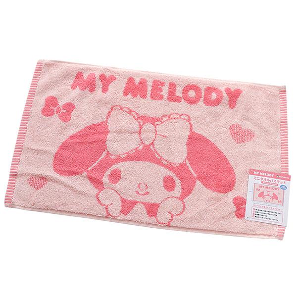 かわいい！マイメロディミニバスマットループ付き洗濯機で丸OK【サイズ】約30×50cm【生　地】綿100％※画面上と実物では多少色具合が異なって見える場合もございます。ご了承ください。
