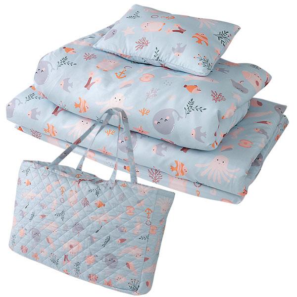 掛け布団サイズ：約80×110cm側：ポリエステル100％中わた：ポリエステル100％敷き布団サイズ：約70×120cm側：ポリエステル100％中わた：ポリエステル100％枕サイズ：約24×36cm側：ポリエステル100％中わた：ポリエステ...