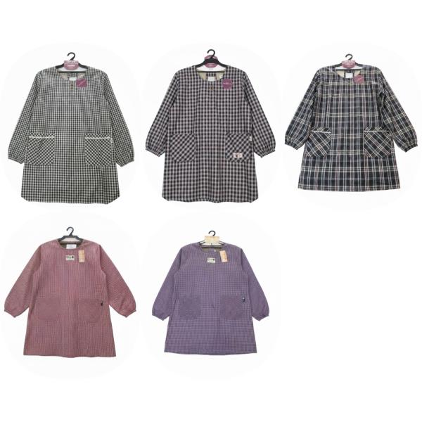 新品）タグ付きNO：25552（後ろ紐）秋冬モデル チェック柄ロング丈裏フリース付き割烹着・見頃内側がフリース付きなので寒い季節の家事も暖かく過ごせます。・袖口がゴム仕様なので水仕事の際も袖が落ちてここず快適です。・左右に大きなポケットがあ...